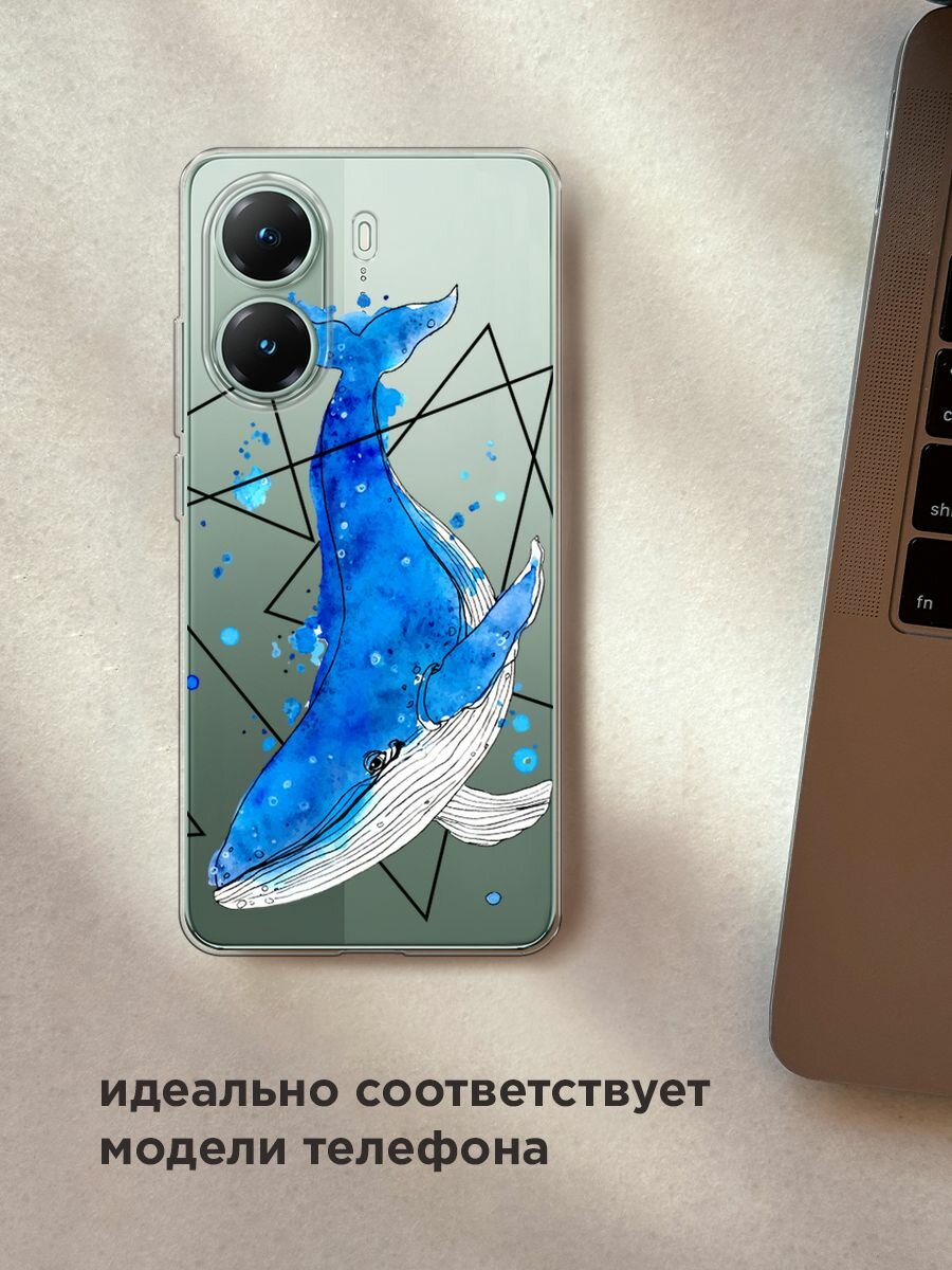 Чехол на Poco X7 Pro / Поко X7 Про с принтом "Кит графика", прозрачный — фото 1