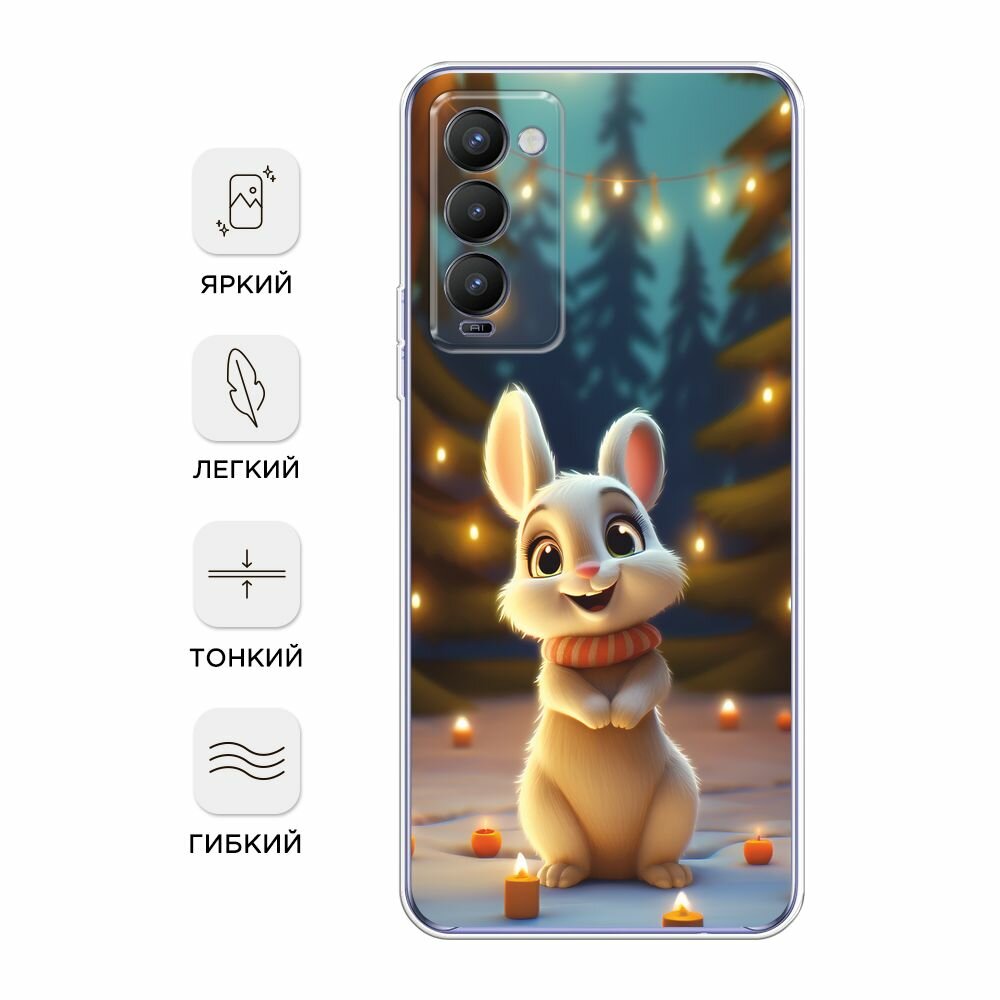 Чехол на Tecno Camon 18/18T / Текно Камон 18/18T с принтом "Кролик среди свечей" — фото 1