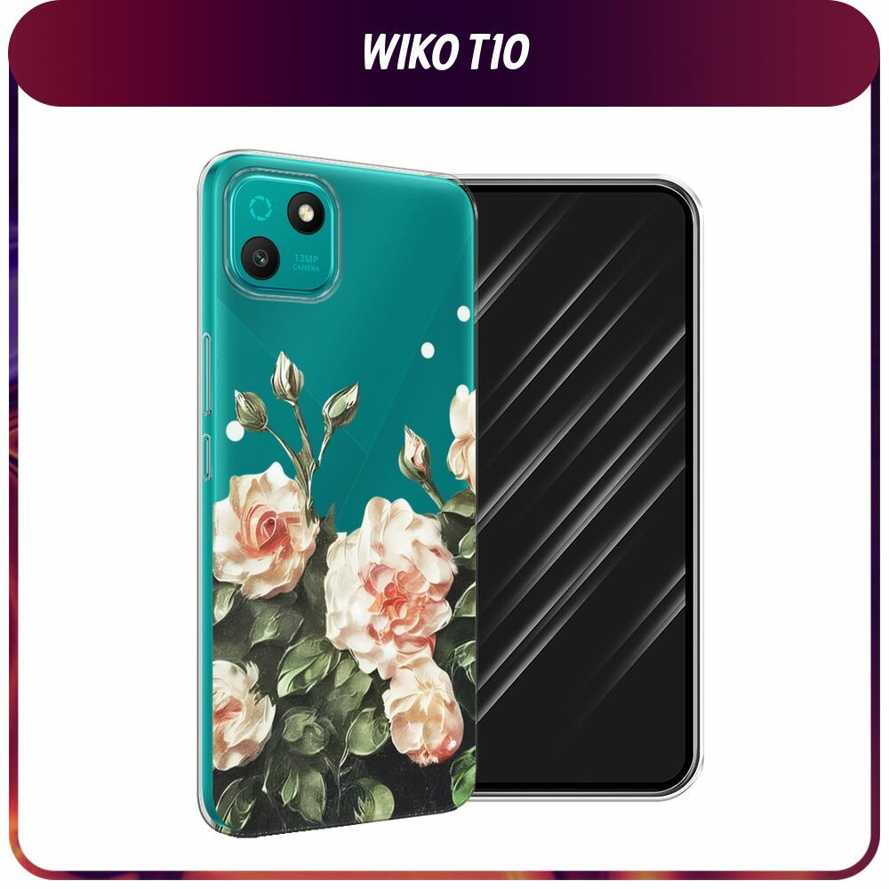 Чехол на Wiko T10 / Вико Т10 с принтом "Цветочная картина 2", прозрачный