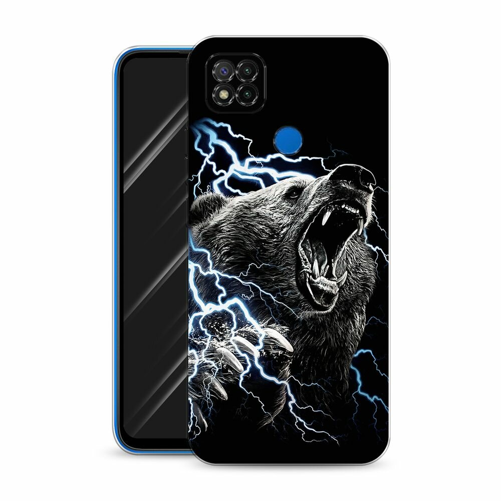 Чехол на Xiaomi Redmi 9C / Сяоми Редми 9C с принтом "Гроза и медведь" — фото 1