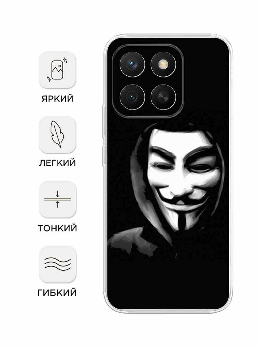 Силиконовый чехол на Honor X8c / Хонор X8c с принтом "Анонимус" — фото 1
