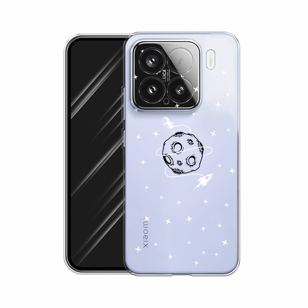 Чехол на Xiaomi 15 / Сяоми 15 с принтом "Полет вокруг луны", прозрачный — фото 1