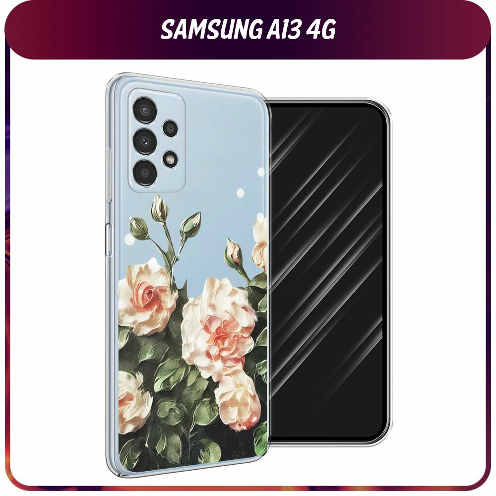Чехол на Samsung Galaxy A13 / Самсунг Галакси А13 с принтом "Цветочная картина 2", прозрачный