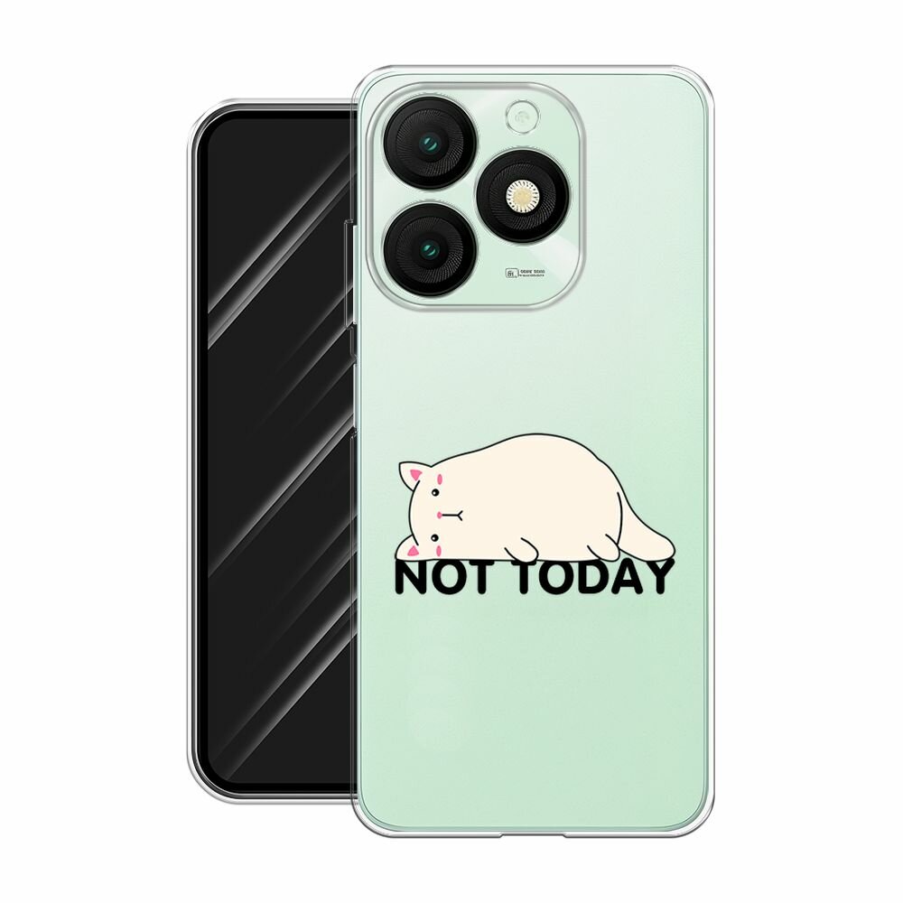 Чехол на Itel A50 / Ител А50 с принтом "Cat not today", прозрачный — фото 1