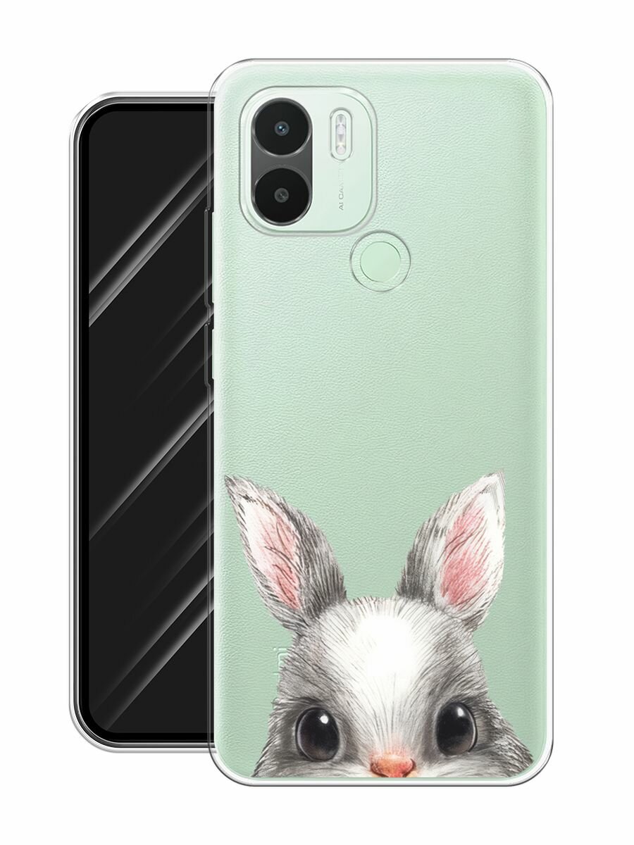 Чехол на Xiaomi Redmi A1+/Redmi A2+/Poco C51/C50 / Редми A1+ с принтом "Карандашный кролик 2 - 8 марта", прозрачный — фото 1