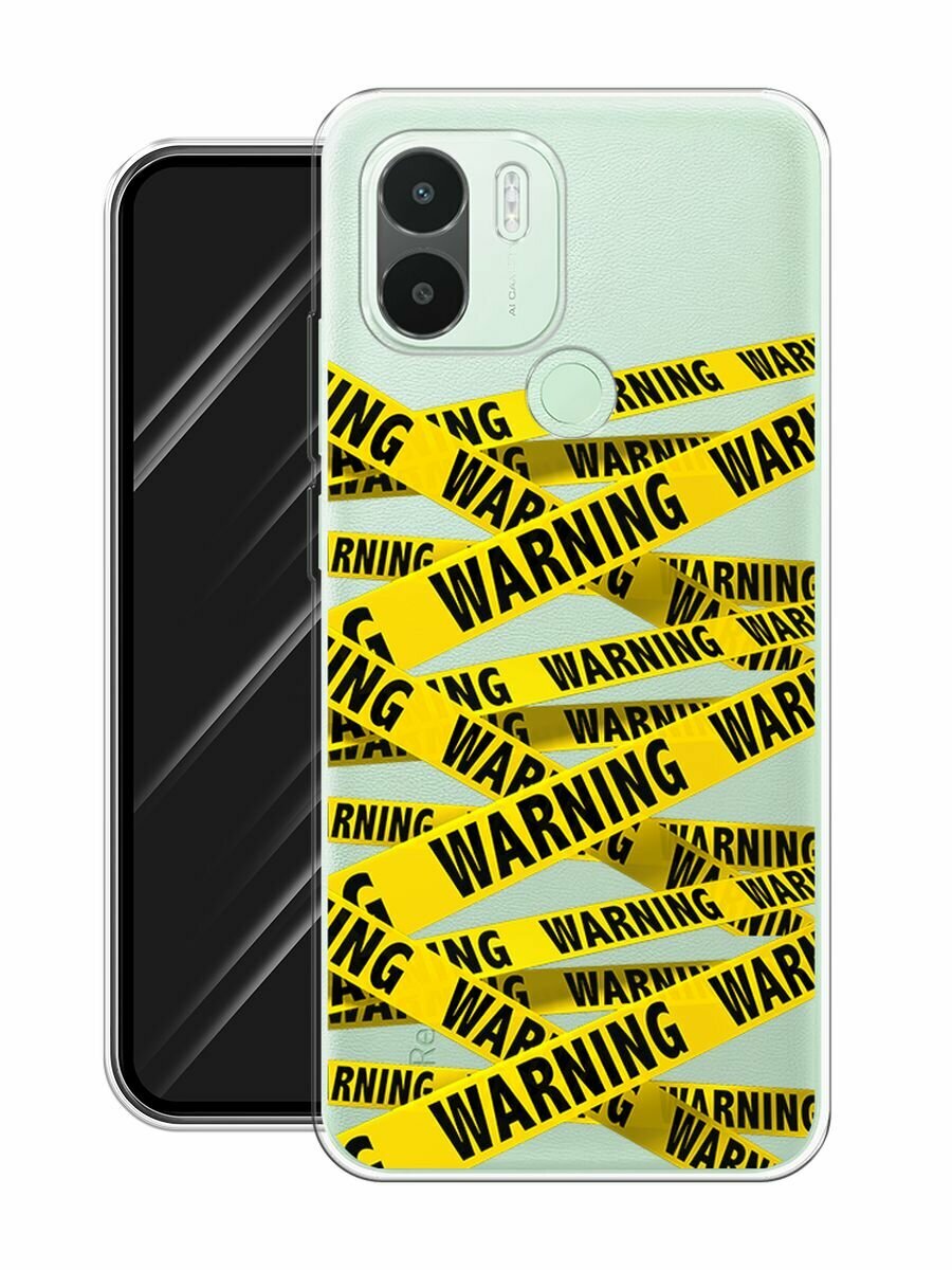 Чехол на Xiaomi Redmi A1+/Redmi A2+/Poco C51/C50 / Редми A1+ с принтом "Warning!", прозрачный — фото 1
