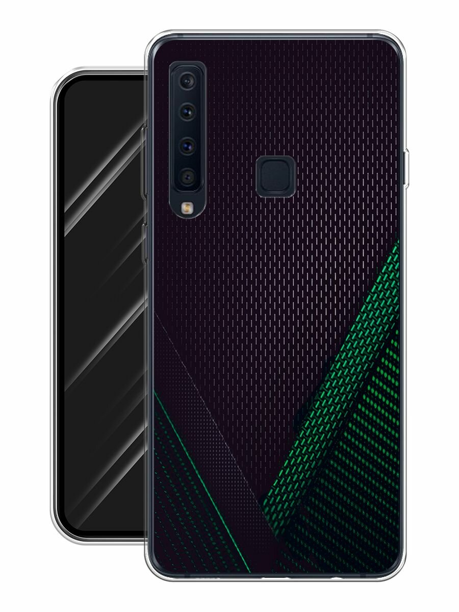 Чехол на Samsung Galaxy A9 2018 / Самсунг Галакси А9 2018 с принтом "Зеленый карбон" — фото 1