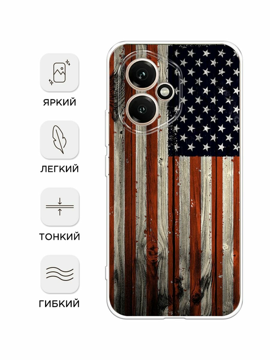 Силиконовый чехол на Honor 400 / Хонор 400 с принтом США — фото 1