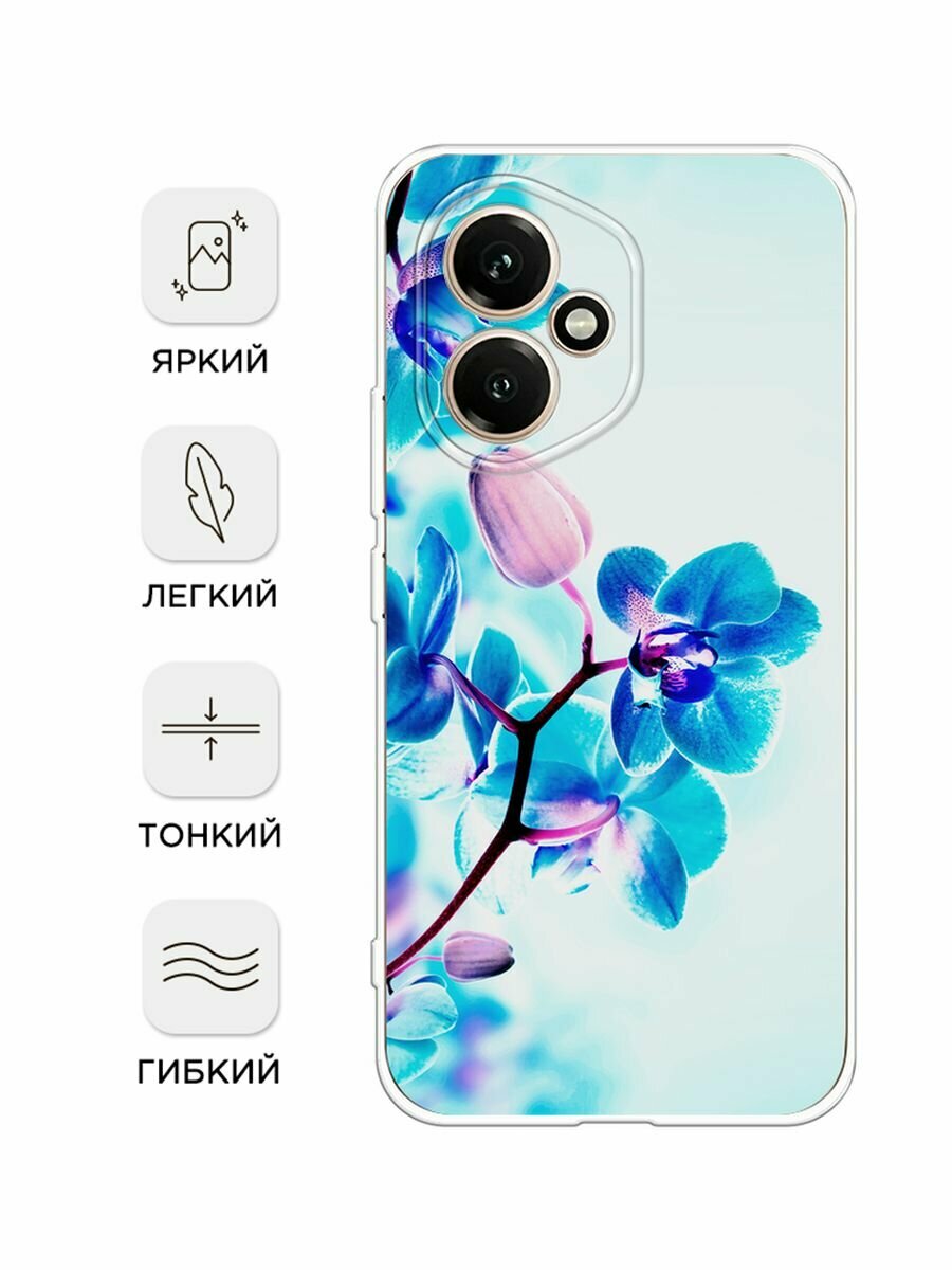 Силиконовый чехол на Honor 400 / Хонор 400 с принтом "Голубая орхидея" — фото 1