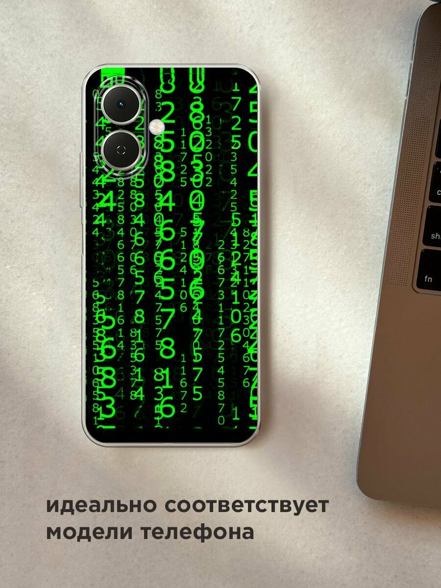 Чехол на Tecno Spark Go 2 / Текно Спарк Го 2 с принтом "Цифры матрицы" — фото 1