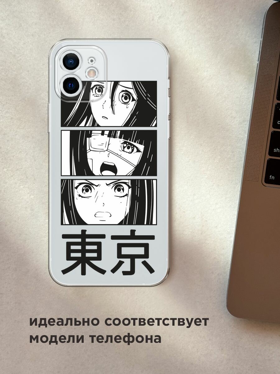 Чехол на Apple iPhone 12 mini / Айфон 12 Мини с принтом "Tokyo girls", прозрачный — фото 1