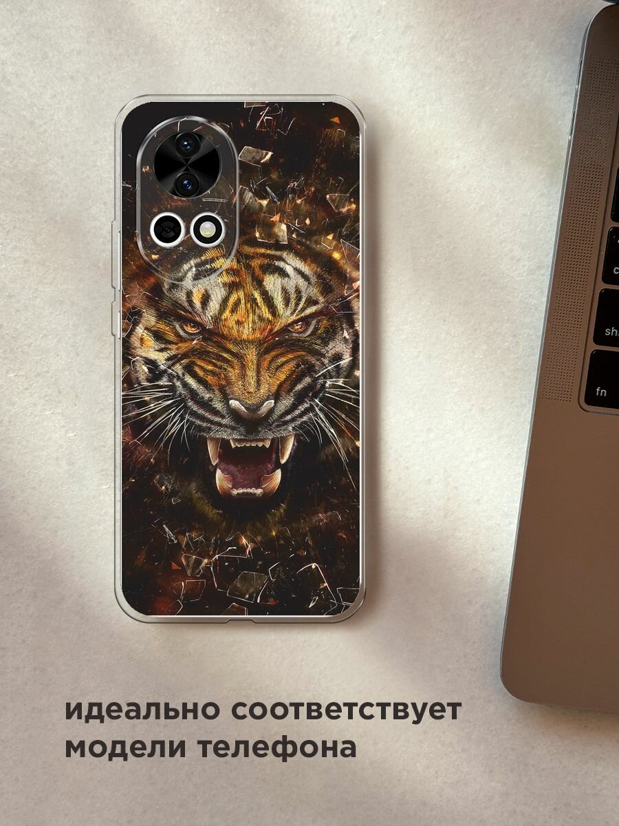 Чехол на Huawei Nova 12/Nova13 / Хуавей Нова 12/Нова 13 с принтом "Тигр осколки" — фото 1