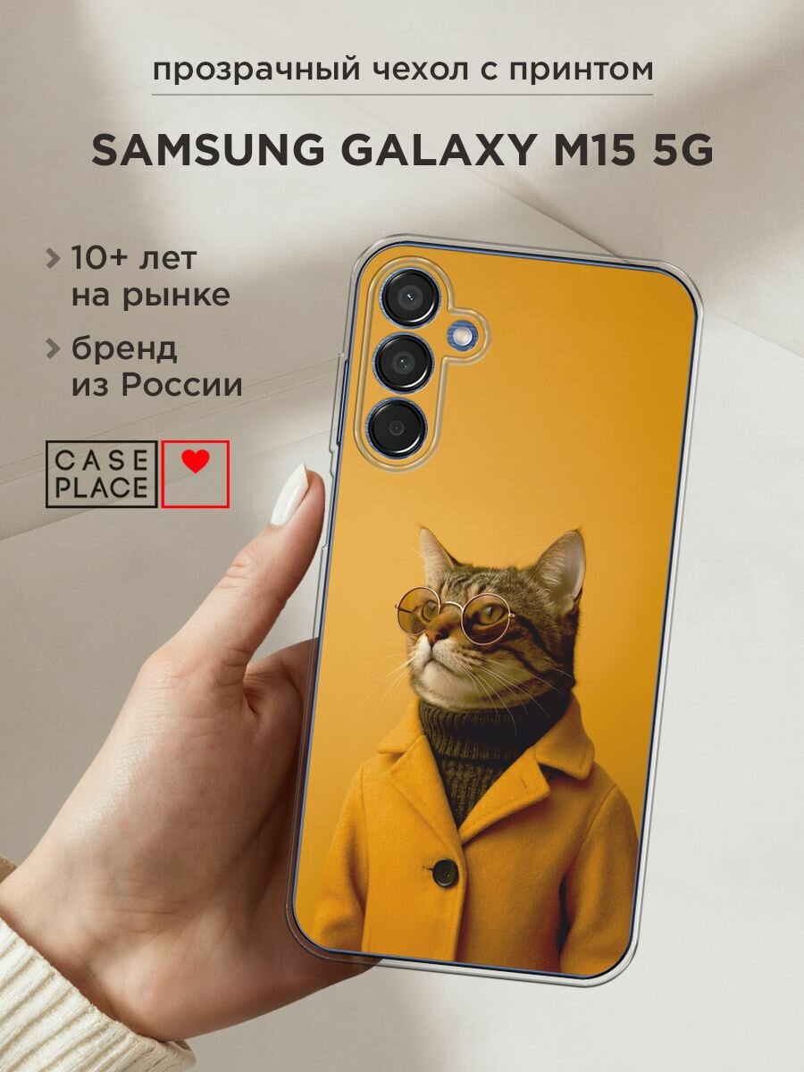 Чехол на Samsung Galaxy M15 5G / Самсунг М15 5G с принтом "Деловой кот в пальто"