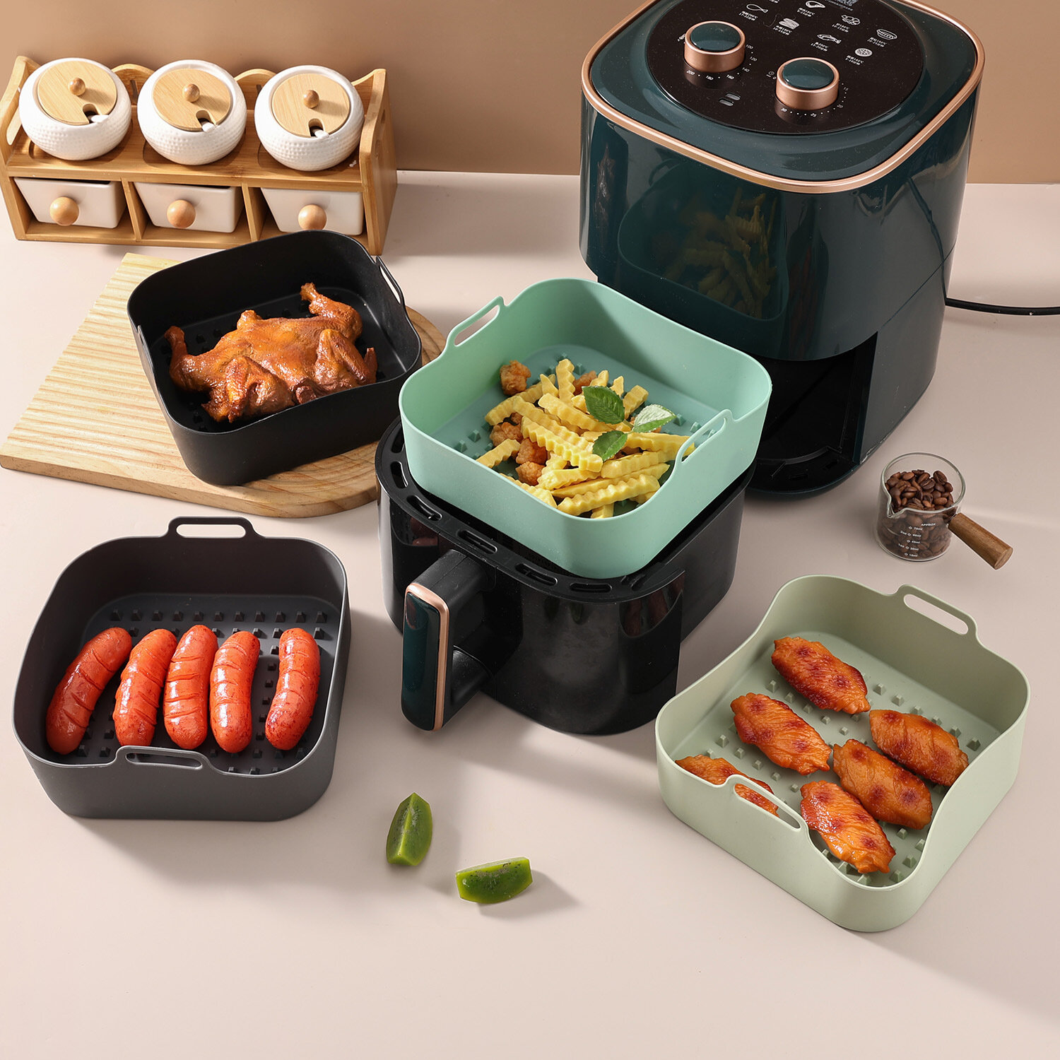 Противень, силикон, антипригарное покрытие, термостойкий, для аэрогриля, 19х19х6 см