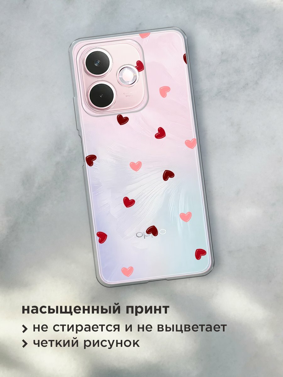 Чехол на Oppo A5 Pro / Оппо А5 Про с принтом "Бордовые сердечки 2" — фото 1