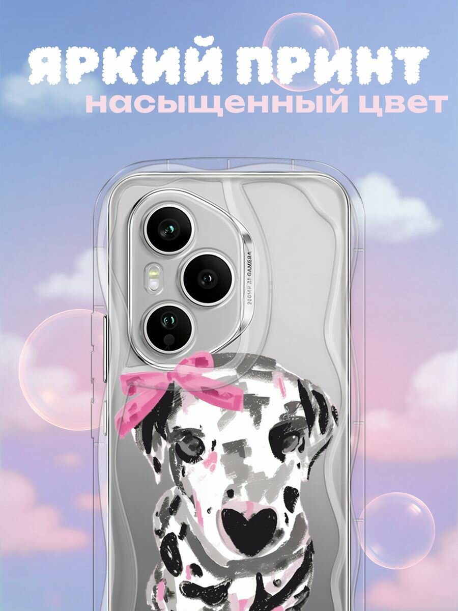 Чехол на Honor 400 Pro / Хонор 400 Pro с принтом "Далматинец с бантиком 3" — фото 1