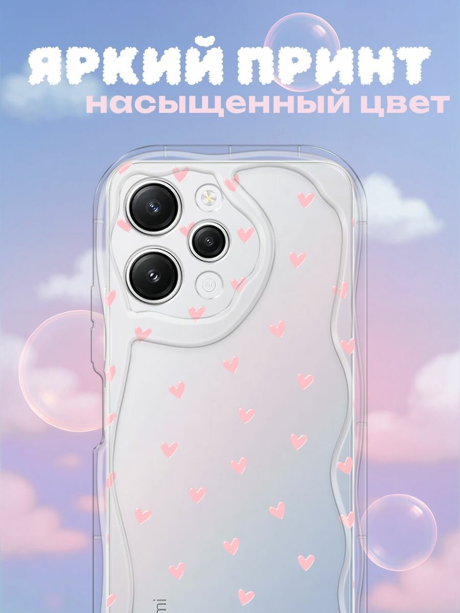 Чехол на Xiaomi Redmi 12 / Редми 12 с принтом Маленькие нежные сердечки — фото 1