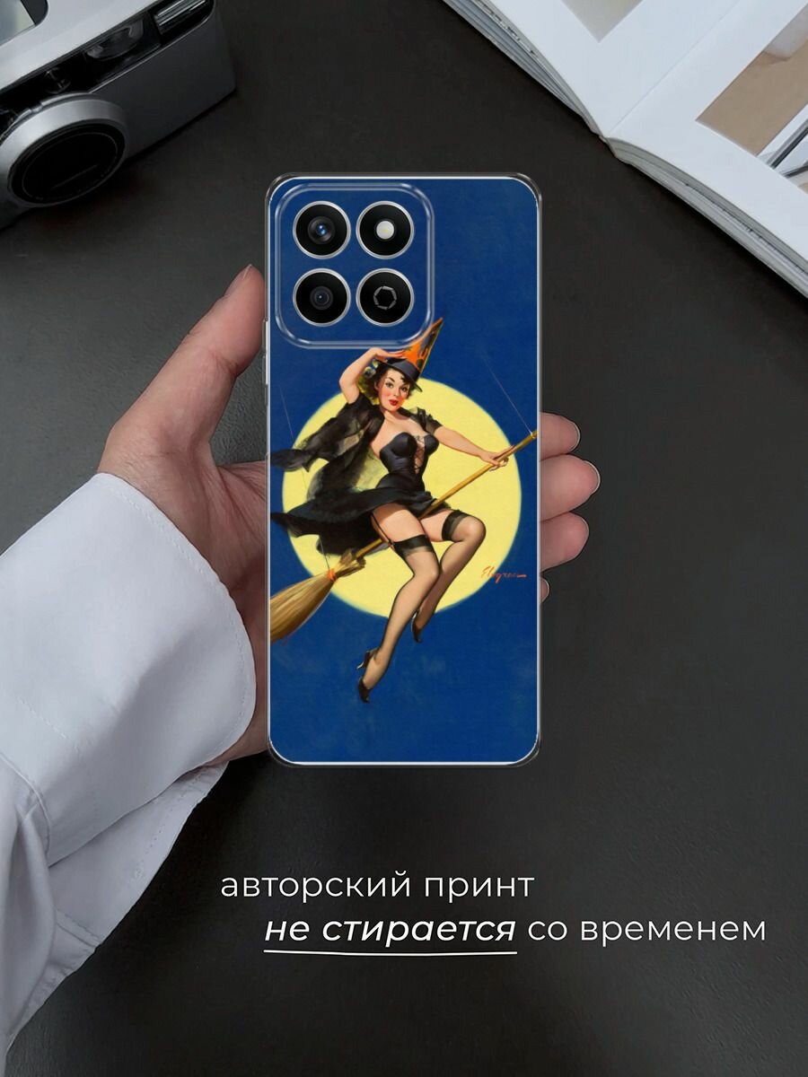 Силиконовый чехол на Honor X7c / Хонор X7c с принтом "Pin-Up Witch" — фото 1