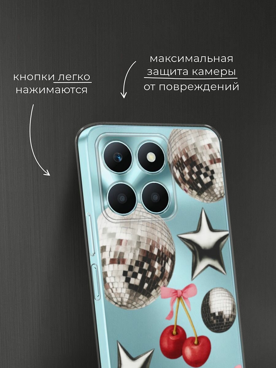 Чехол на Honor X6A / Хонор X6A с принтом "Стильная подборка", прозрачный — фото 1