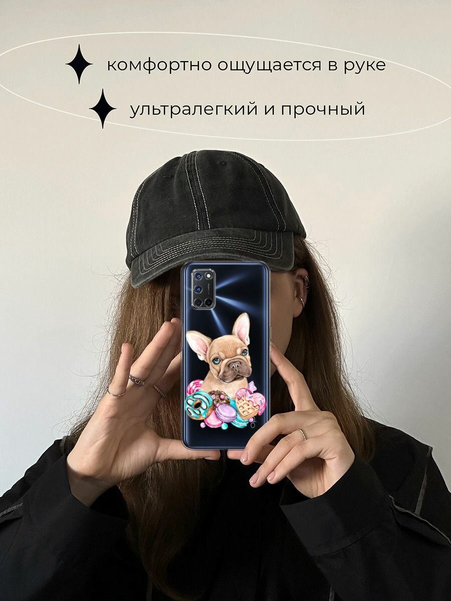 Чехол на Oppo A52/A72 / Оппо A52/A72 с принтом "Бульдог и сладости", прозрачный — фото 1