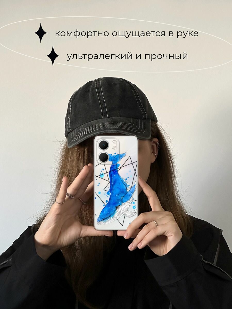 Чехол на Oppo A5x / Оппо А5x с принтом "Кит графика", прозрачный — фото 1