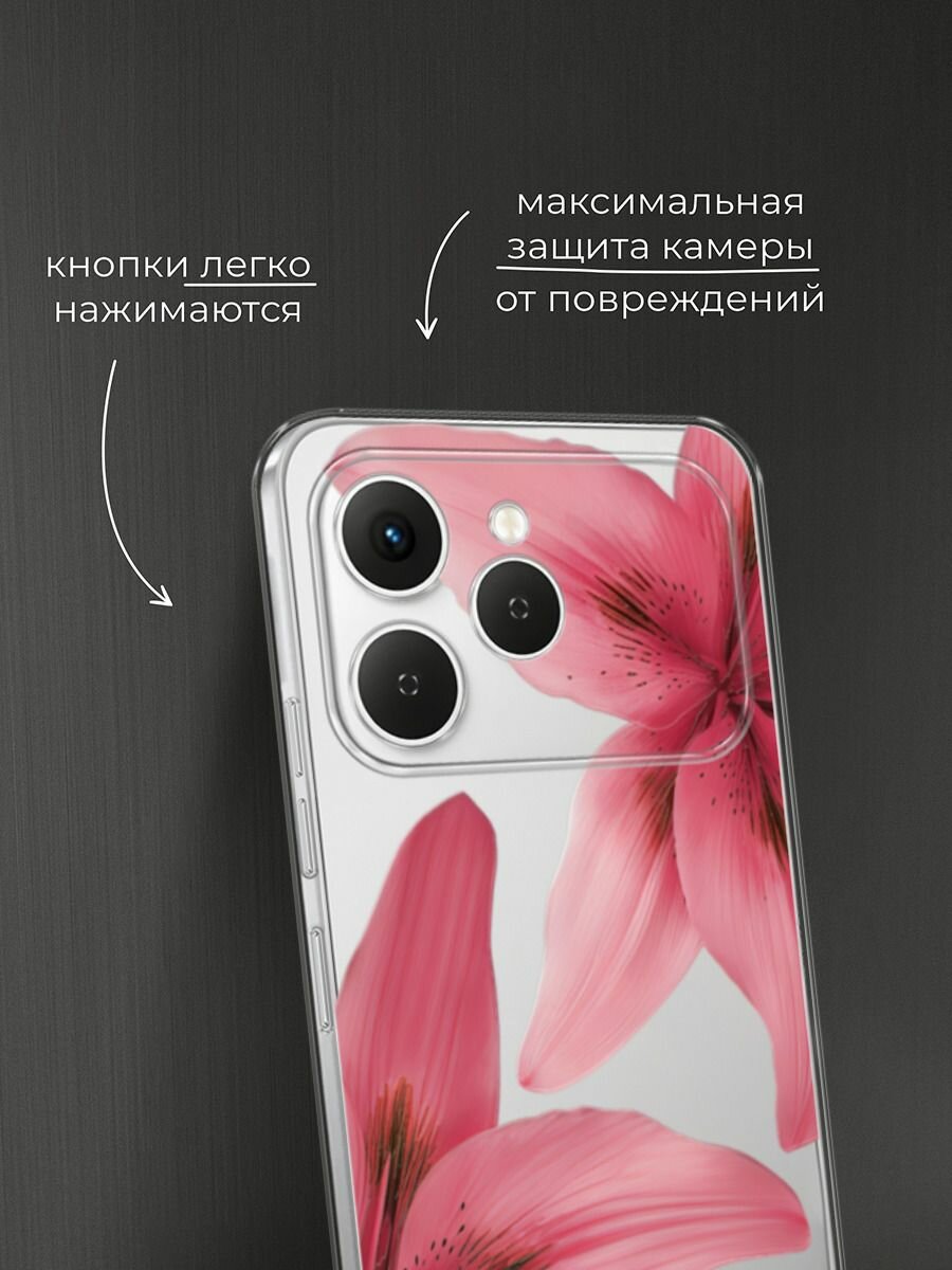 Чехол на Tecno Spark 40 / Текно Спарк 40 с принтом "Pink flower" — фото 1