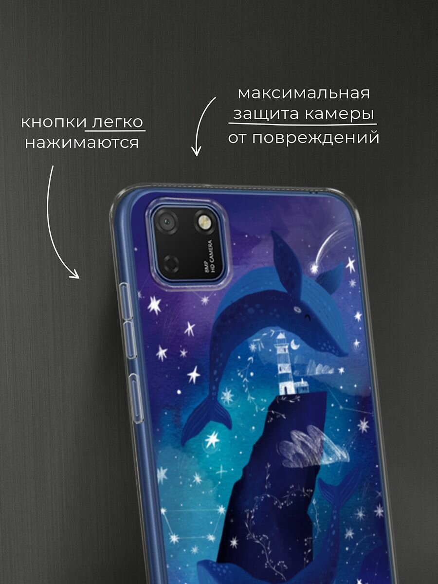 Чехол на Honor 9S/Huawei Y5p / Хонор 9S/Хуавей Y5p с принтом "Ночные киты" — фото 1