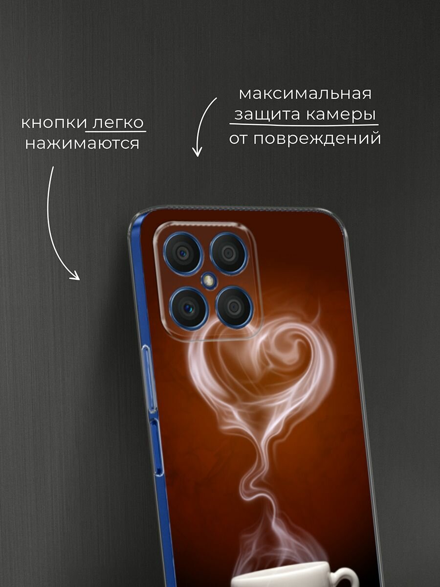 Силиконовый чехол на Honor X8 / Хуавей X8 с принтом "Кофейная любовь" — фото 1