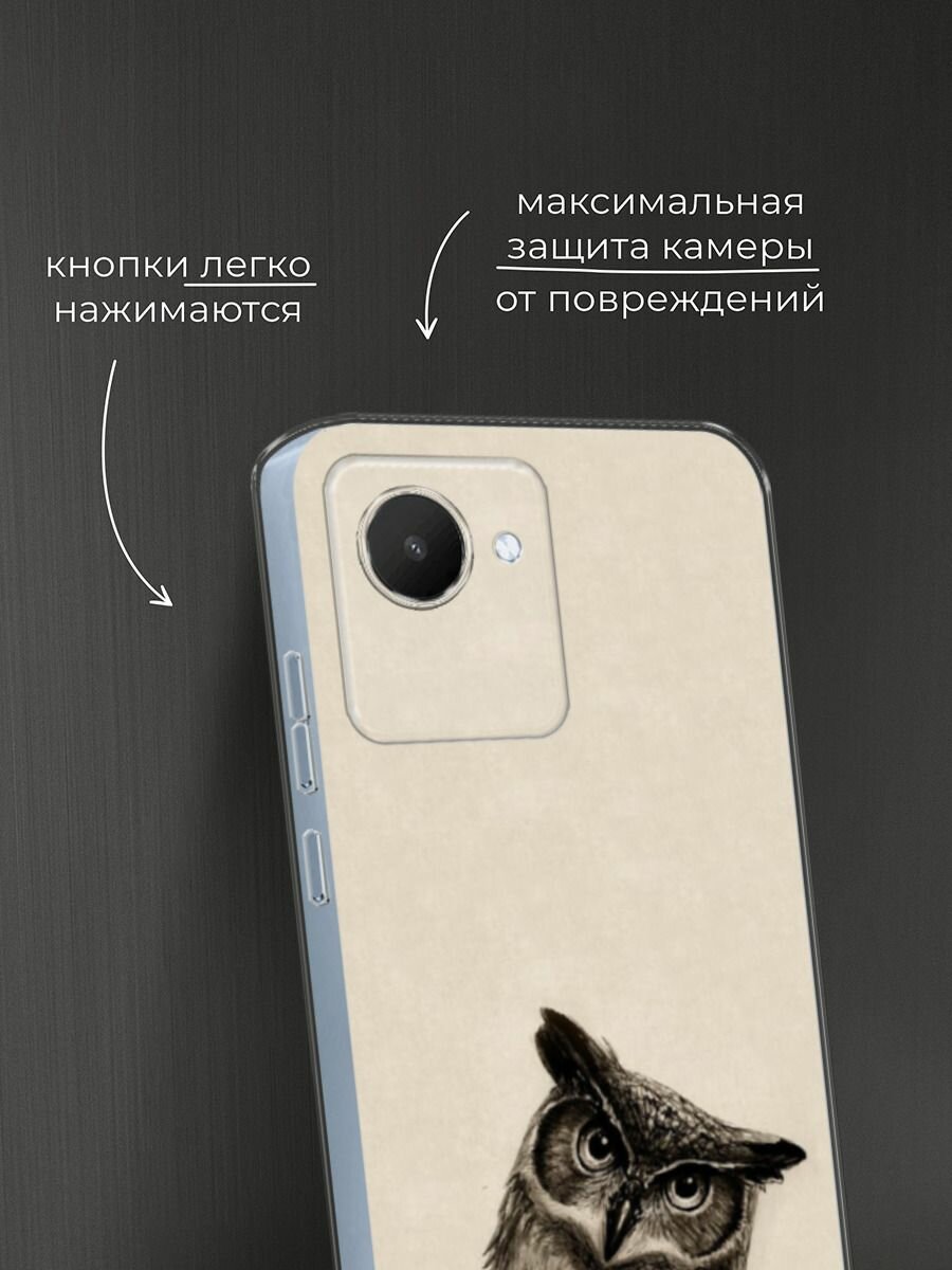 Силиконовый чехол на Realme C30 / Реалми C30 с принтом "Сова" — фото 1