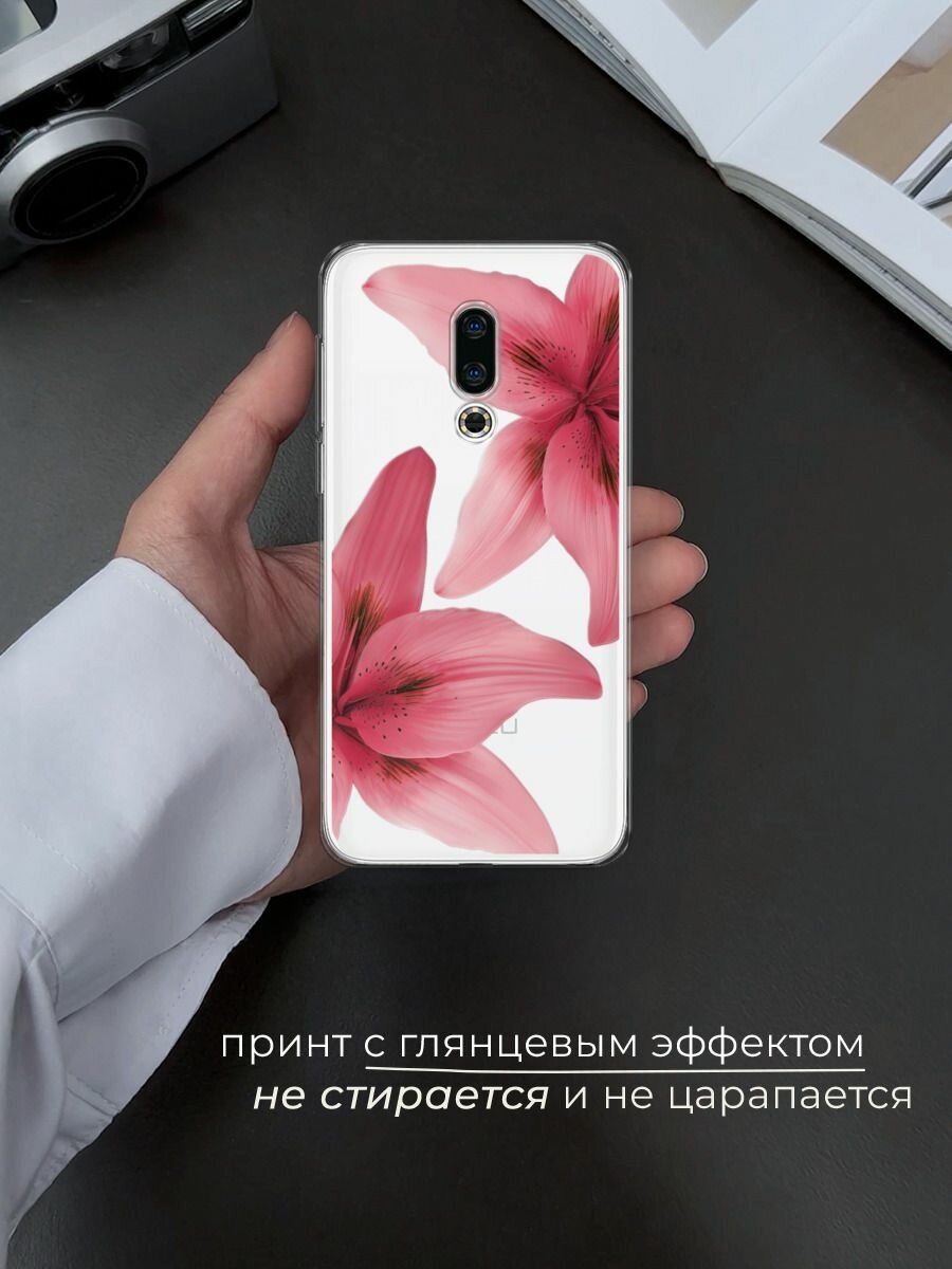 Чехол на Meizu 16th / Мейзу 16th с принтом "Pink flower" — фото 1