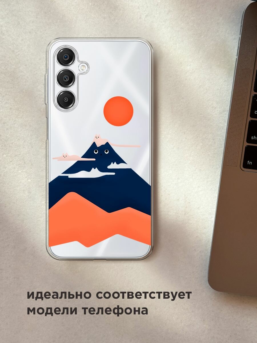Чехол на Samsung Galaxy A16 / Самсунг А16 с принтом "Кот-гора", прозрачный — фото 1