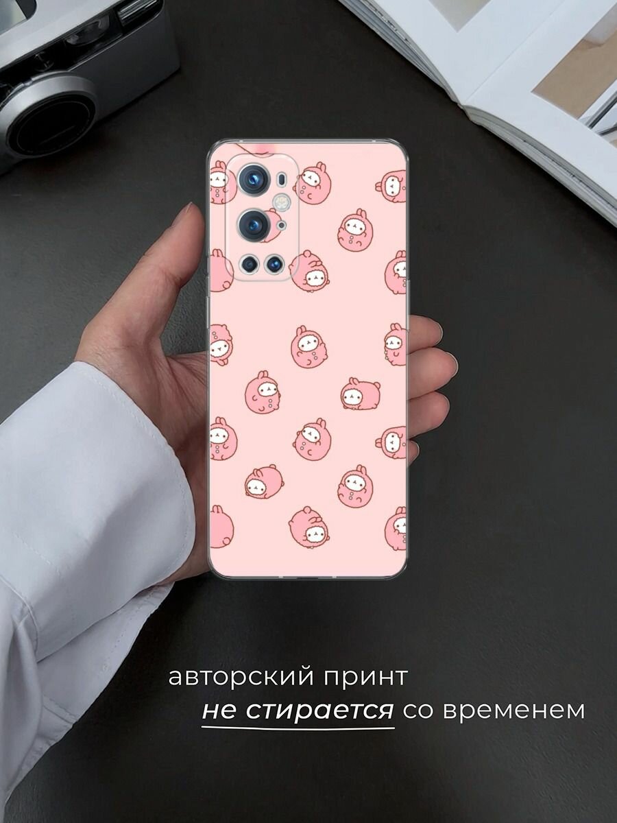 Чехол на OnePlus 9 Pro / ВанПлас 9 Про с принтом "Зайчики в капюшонах" — фото 1