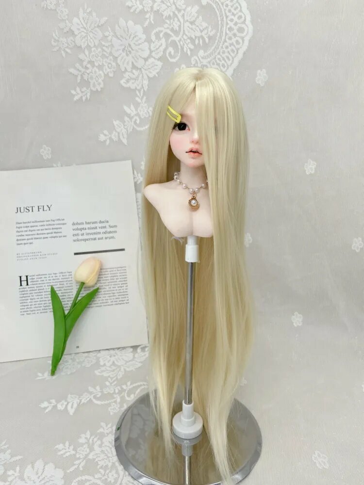 Кукольный парик, подходит для куклы BJD 1/6, размер головы 15.5-17.5 см, Молочный золотой