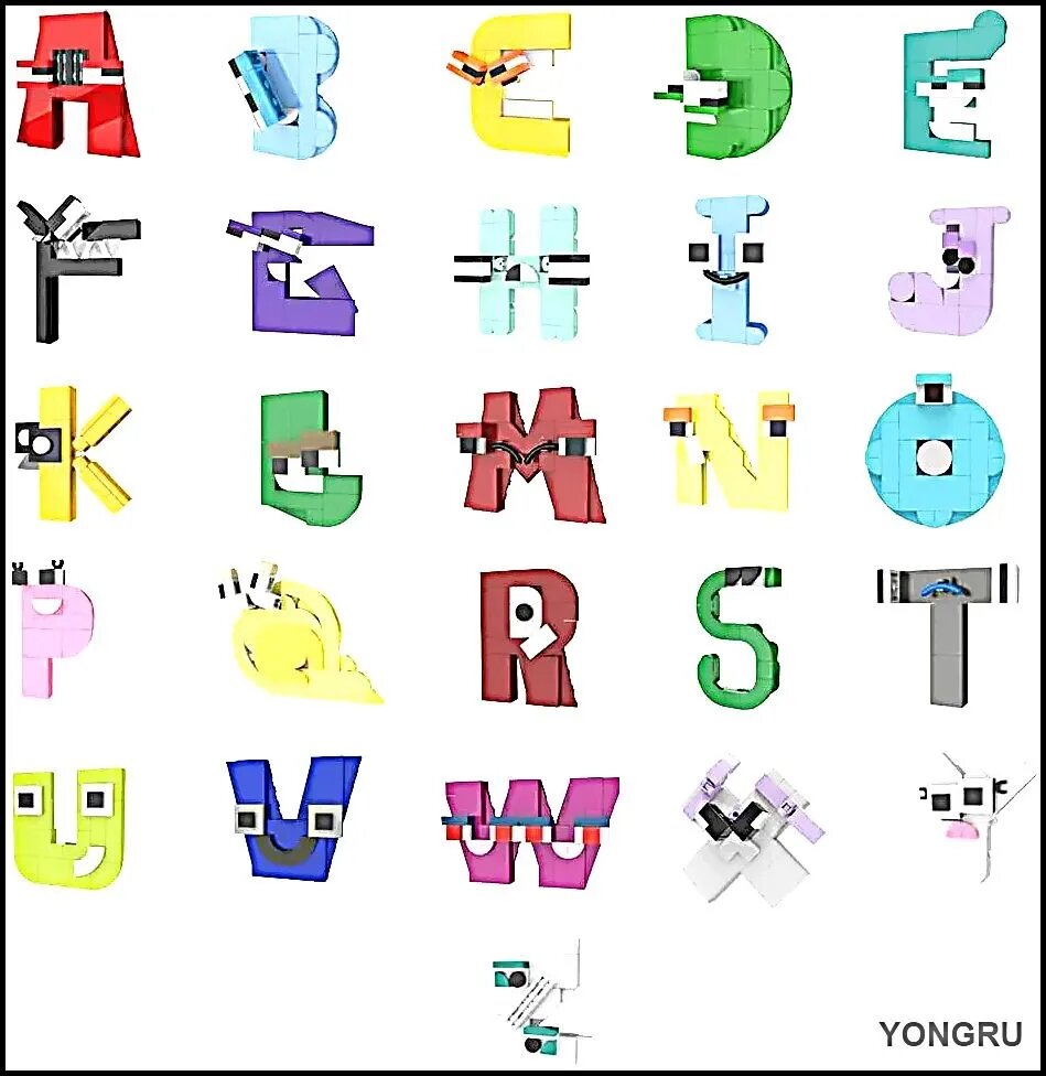 Конструктор Алфавит Лора Alphabet lore CJX2, 26 элементов, пластик
