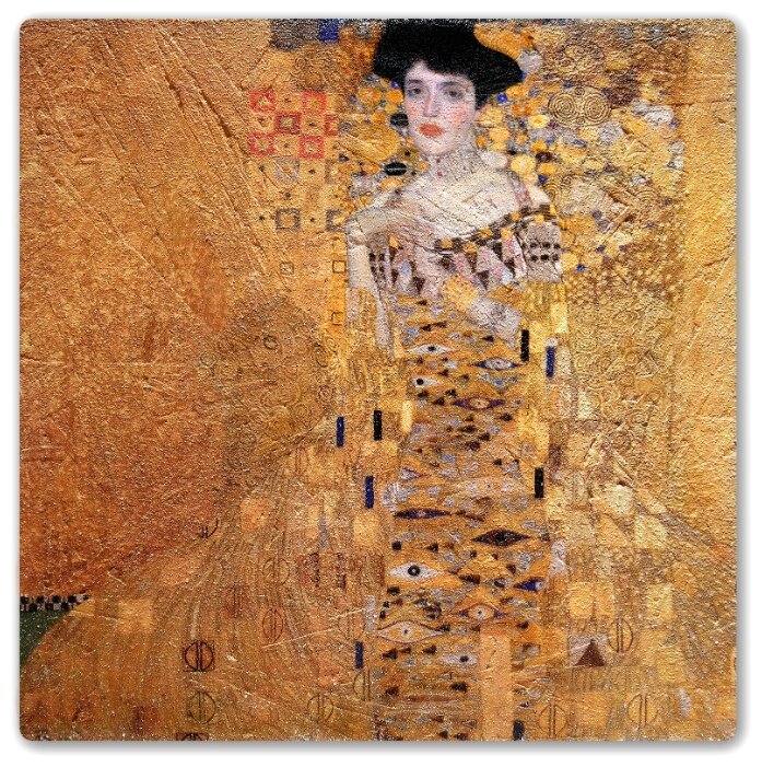 Репродукция картины Густава Климта "Портрет Адели Блох-Бауэр I". Интерьерная фреска на доске. 70х70 см