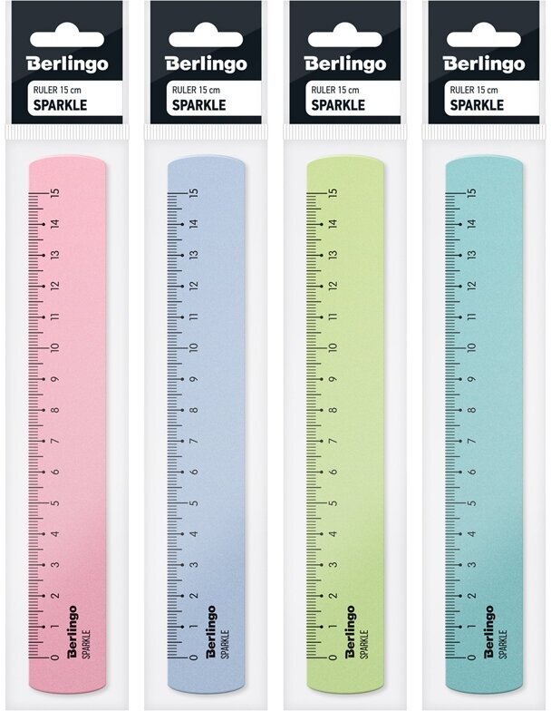 6 шт. Линейка 15см Berlingo "Sparkle", алюминиевая, ассорти, европодвес