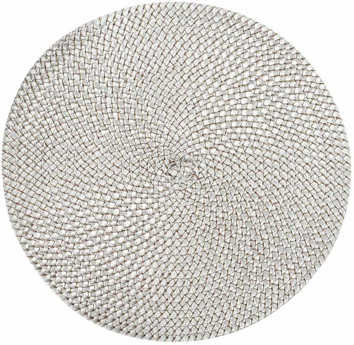 Салфетка под приборы, 38 см, полипропилен/ПЭТ, круглая, серебристая, Circle braid, Kuchenland
