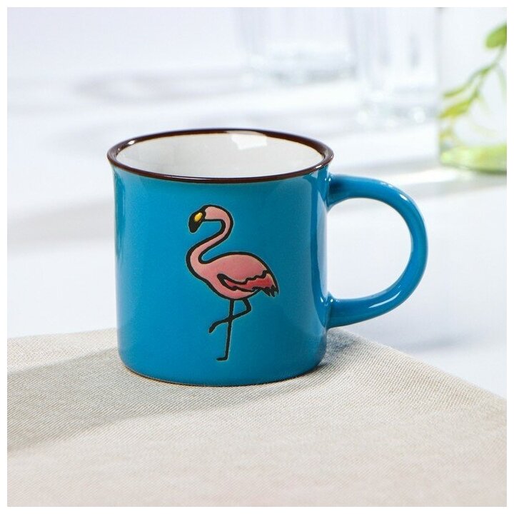 Кружка Доляна «Фламинго», 180 мл, керамика, синяя