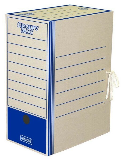 Короб архивный на 2-х завязках Attache 150 мм картон до 1500 листов синий 874879