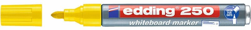 Маркер edding 250 Cap-off, для белых досок, круглый наконечник, 1.5-3 мм Желтый