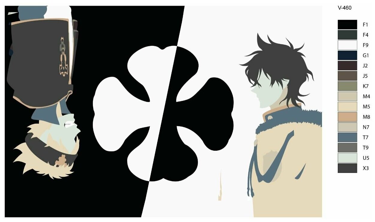 Картина по номерам V-460 "Аниме Черный клевер 2 (Black Clover ). Аста и Юнона (Asuta, Yuno)", 50x70 см