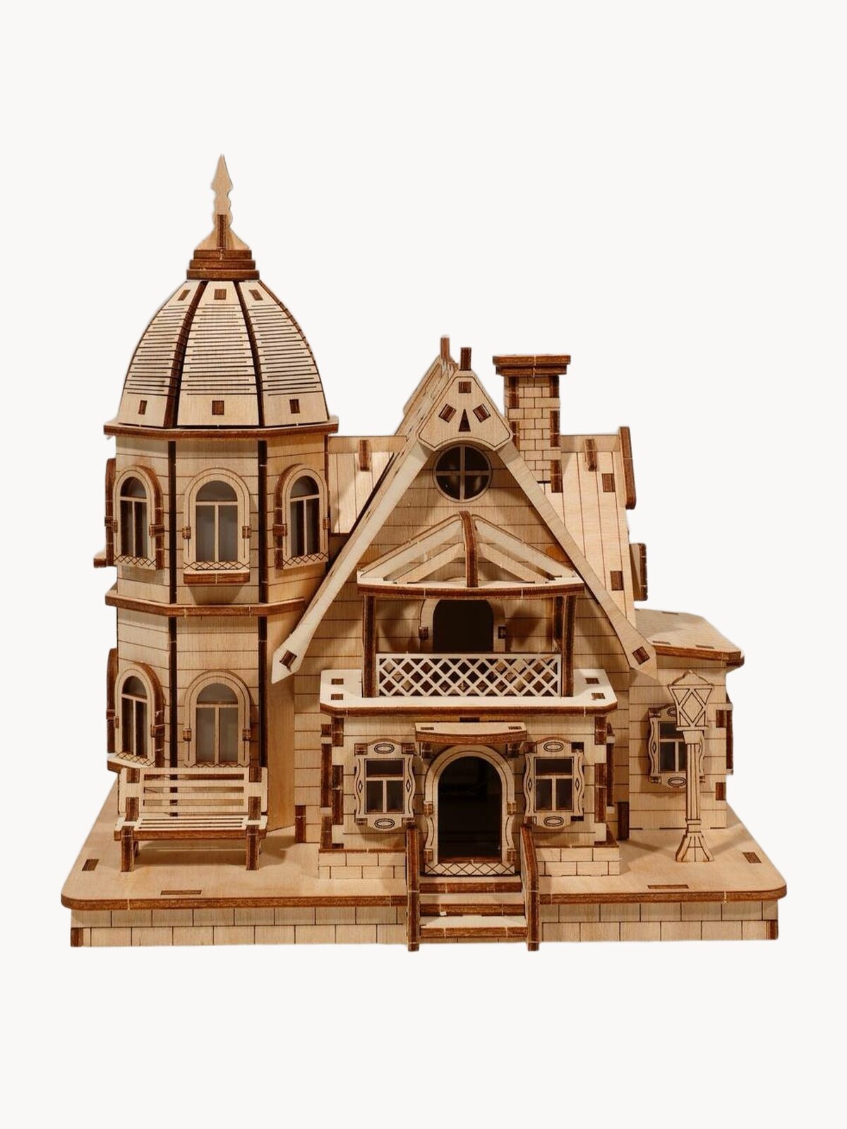 Конструктор деревянный с подсветкой "Сказочный замок" в подарочной упаковке, 201 деталь для сборки