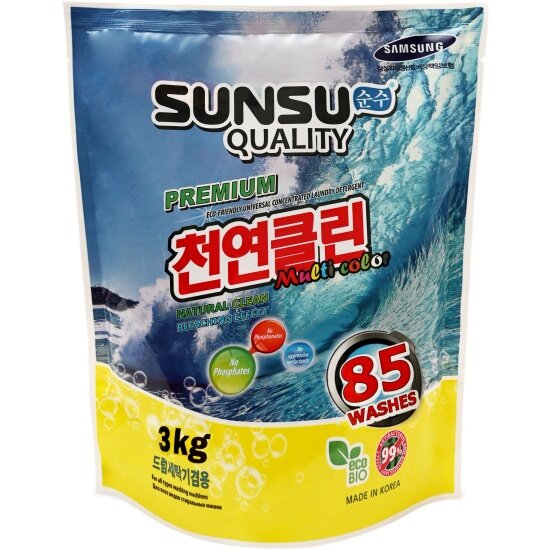 Стиральный порошок Sunsu Quality для цветного белья, бесфосфатный универсальный концентрированный, 3 кг