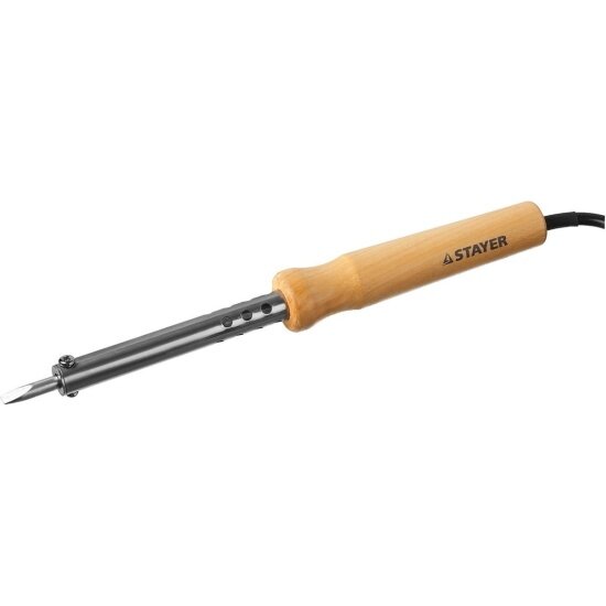 Электропаяльник Stayer 60 Вт, клин, с деревянной рукояткой, MAXTerm, 55310-60