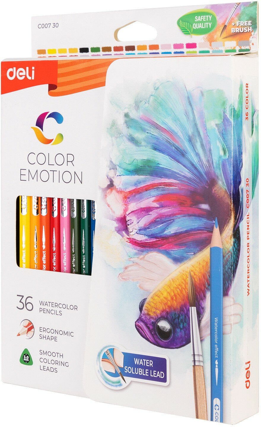 Карандаши 36 цветов акварельные Color Emotion липа (EC00730)