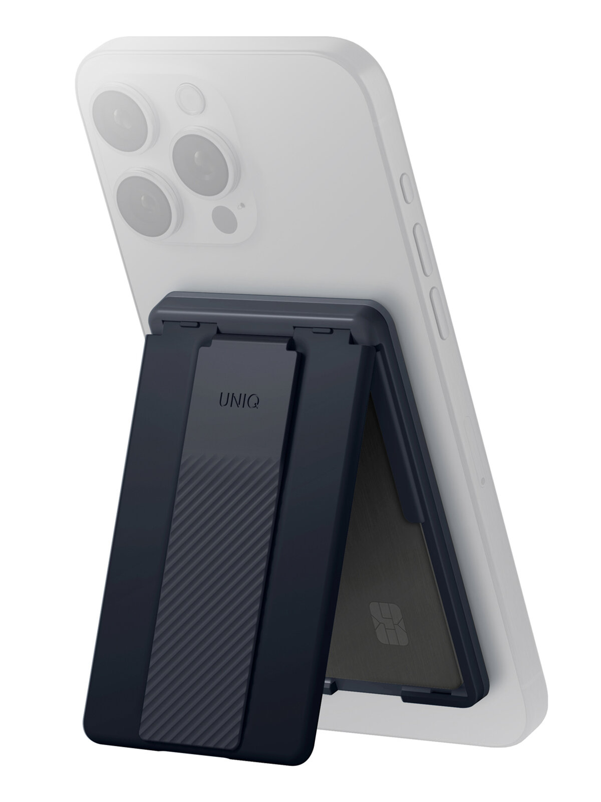 Uniq магн. бумажник Heldro ID Magnetic cardholder with Grip-Band and Stand Storm Blue