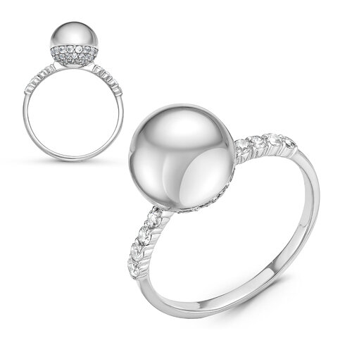 Кольцо, серебро, 925 проба, фианит