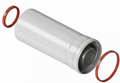 Удлинение дымоход Krats, коаксиальный, двухконтурный, универсальный, F60-100 мм, 0.25 м, белый