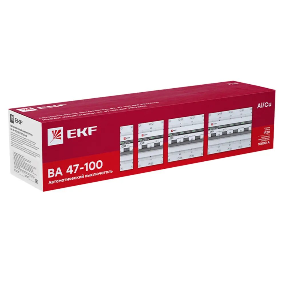 Автоматический выключатель EKF ВА 47-100 2P, 16A, D, 10KA, AC