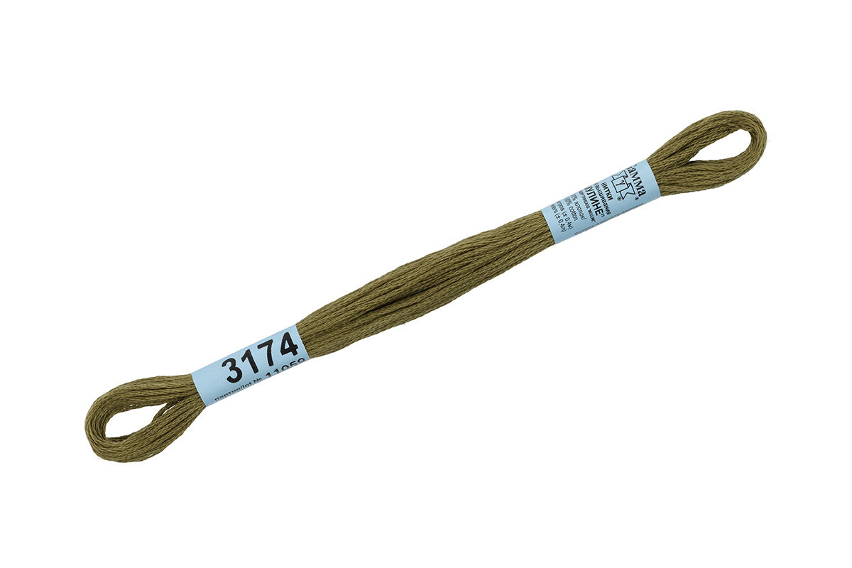 Мулине "Gamma" 100% хлопок 8 м №3174 хаки